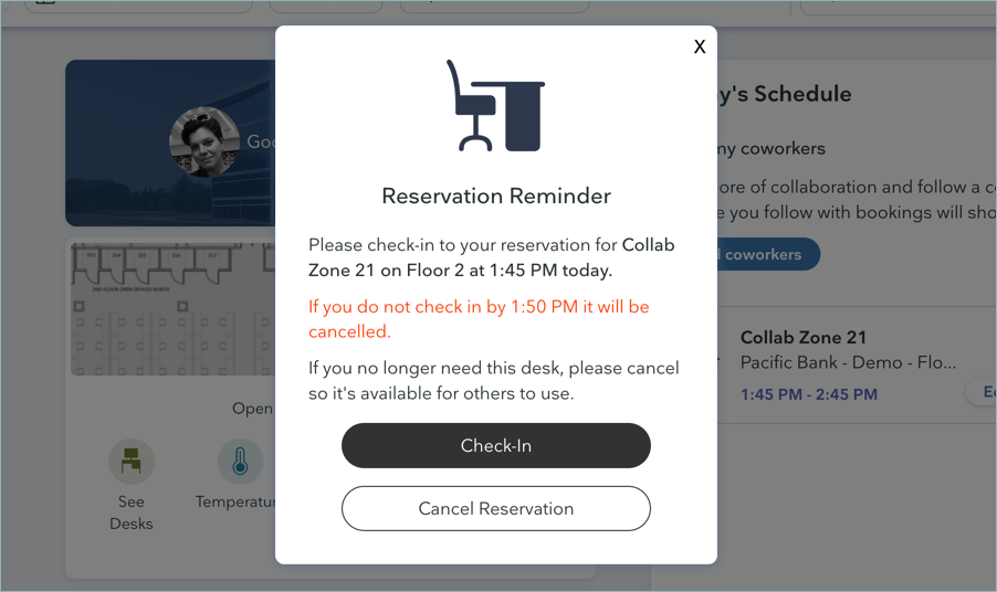 Check in to your desk booking