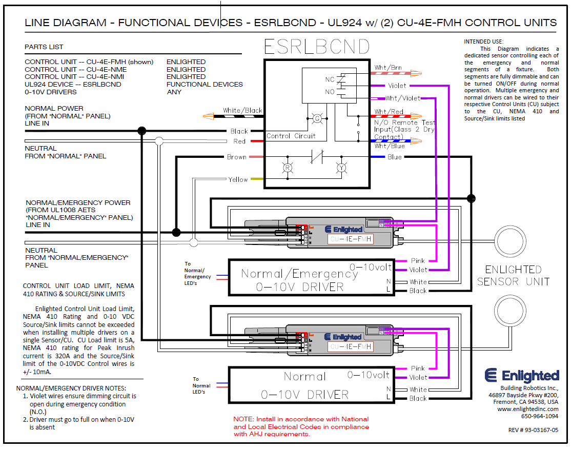ESRLBCND - UL924 w/ CU-4E-FMH CONTROL UNITS (93-03167-05)
