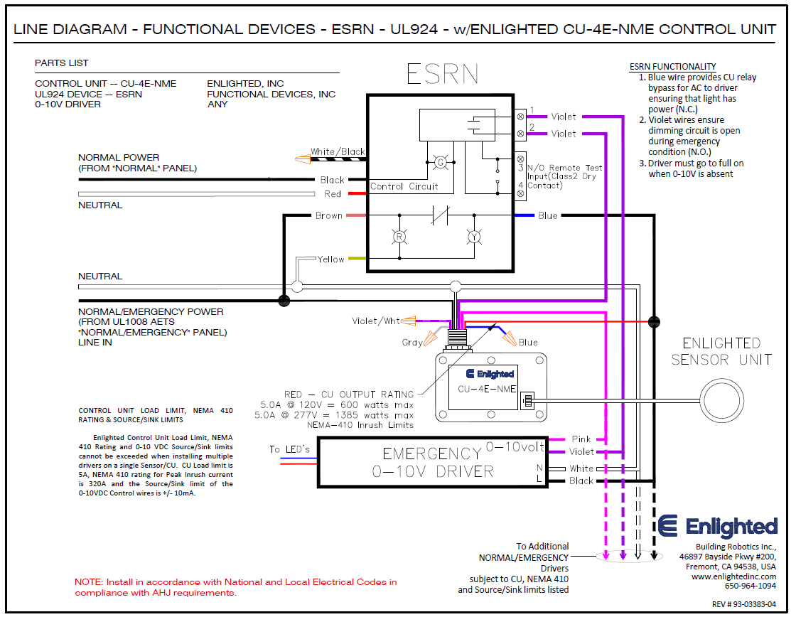 ESRN - UL924 - w/ENLIGHTED CU-4E-NME CONTROL UNIT(93-03383-04)