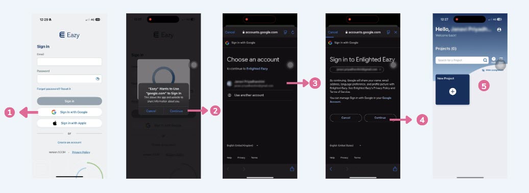 Sign in to Eazy with Google