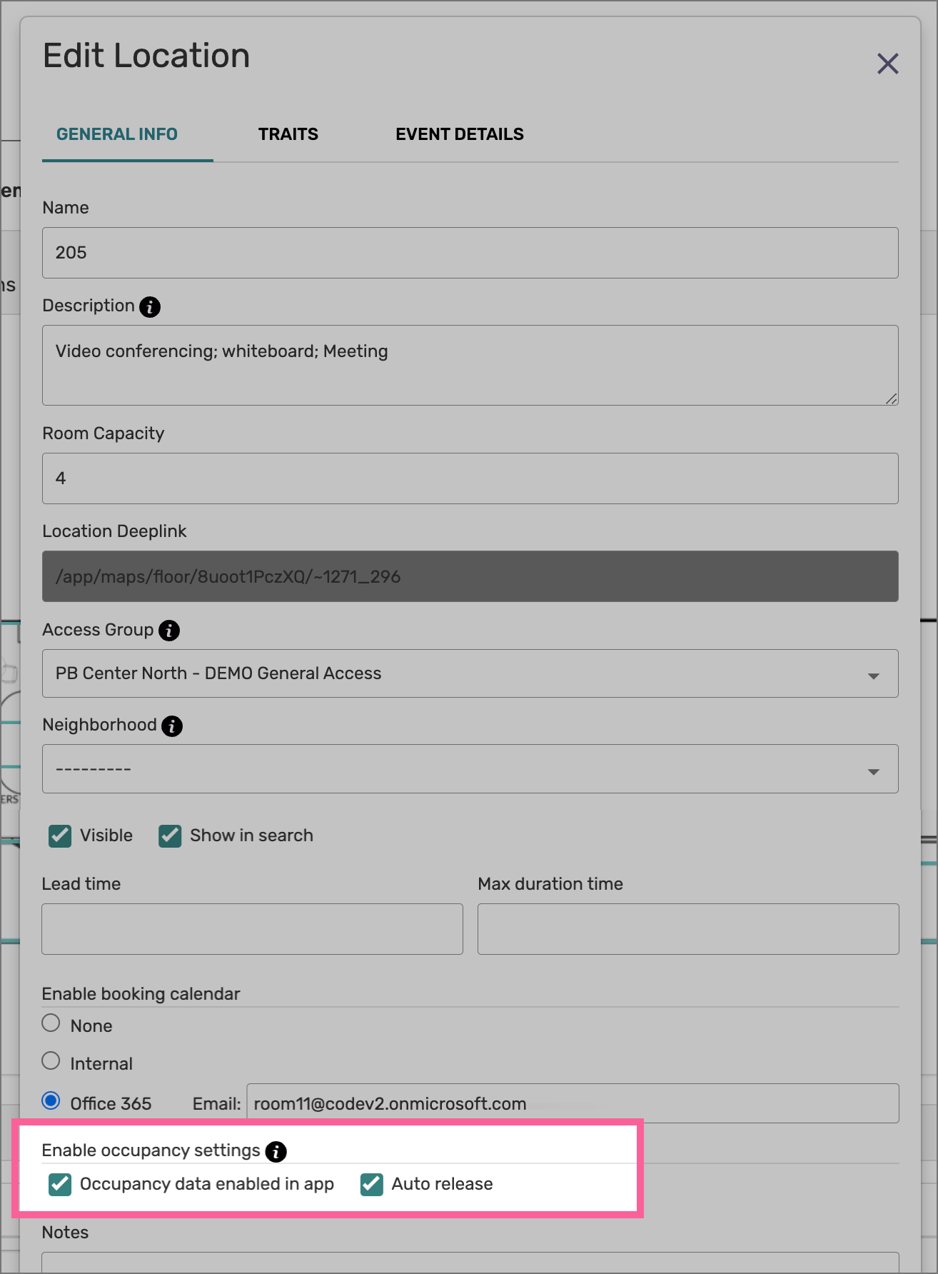 Configure room occupancy and auto-release