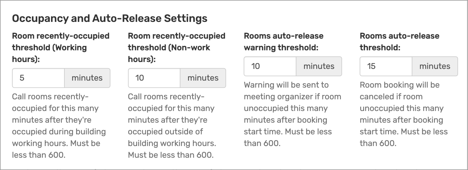 Configure room occupancy and auto-release