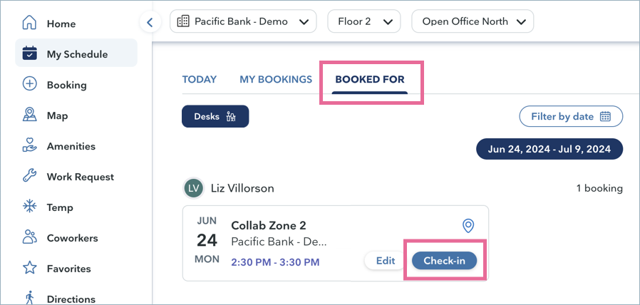 Check in to your desk booking
