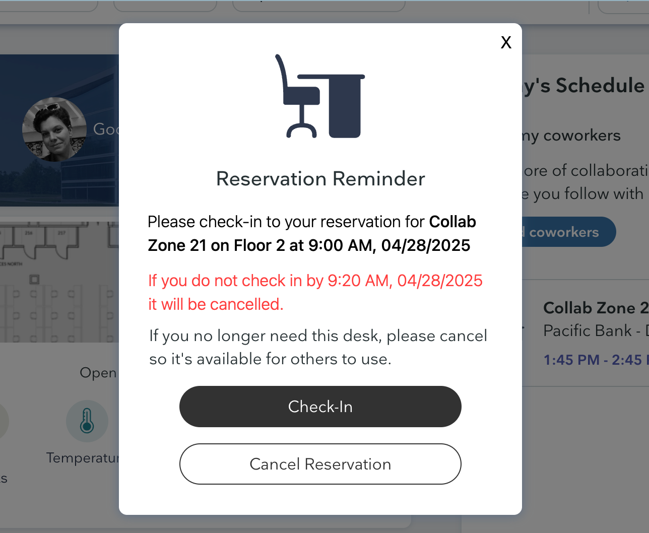 Check in to your desk booking