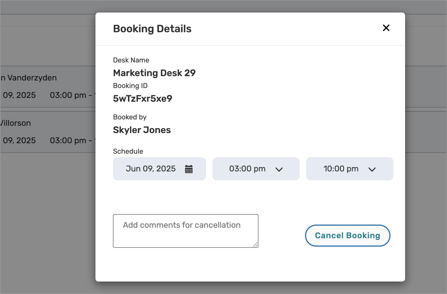Manage desk bookings